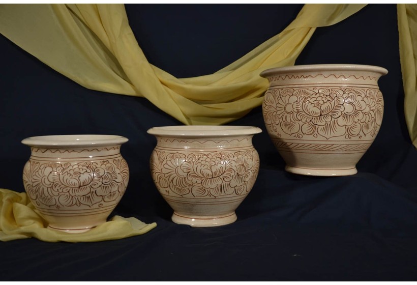 Cachepot Graffito Bianco Patinato